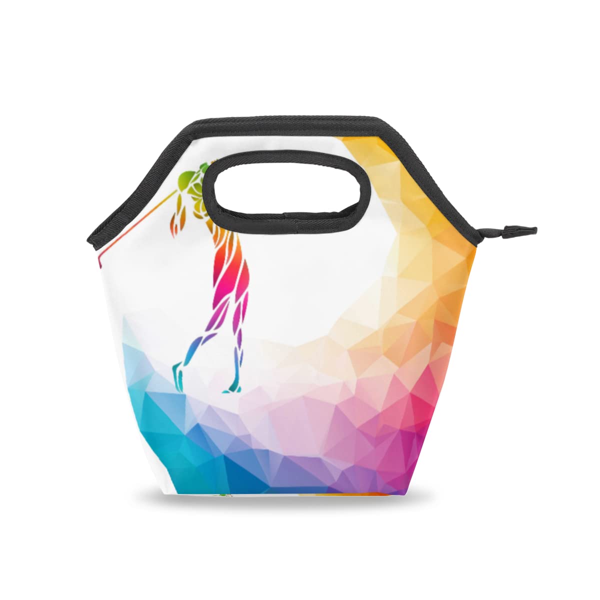 Lunch Bag Rainbow Geometric Golf Ball Insulated Reusable Lunch Box Portable Lunch Tote Bag Meal Bag Ice Pack for Boys Girls Adult Women