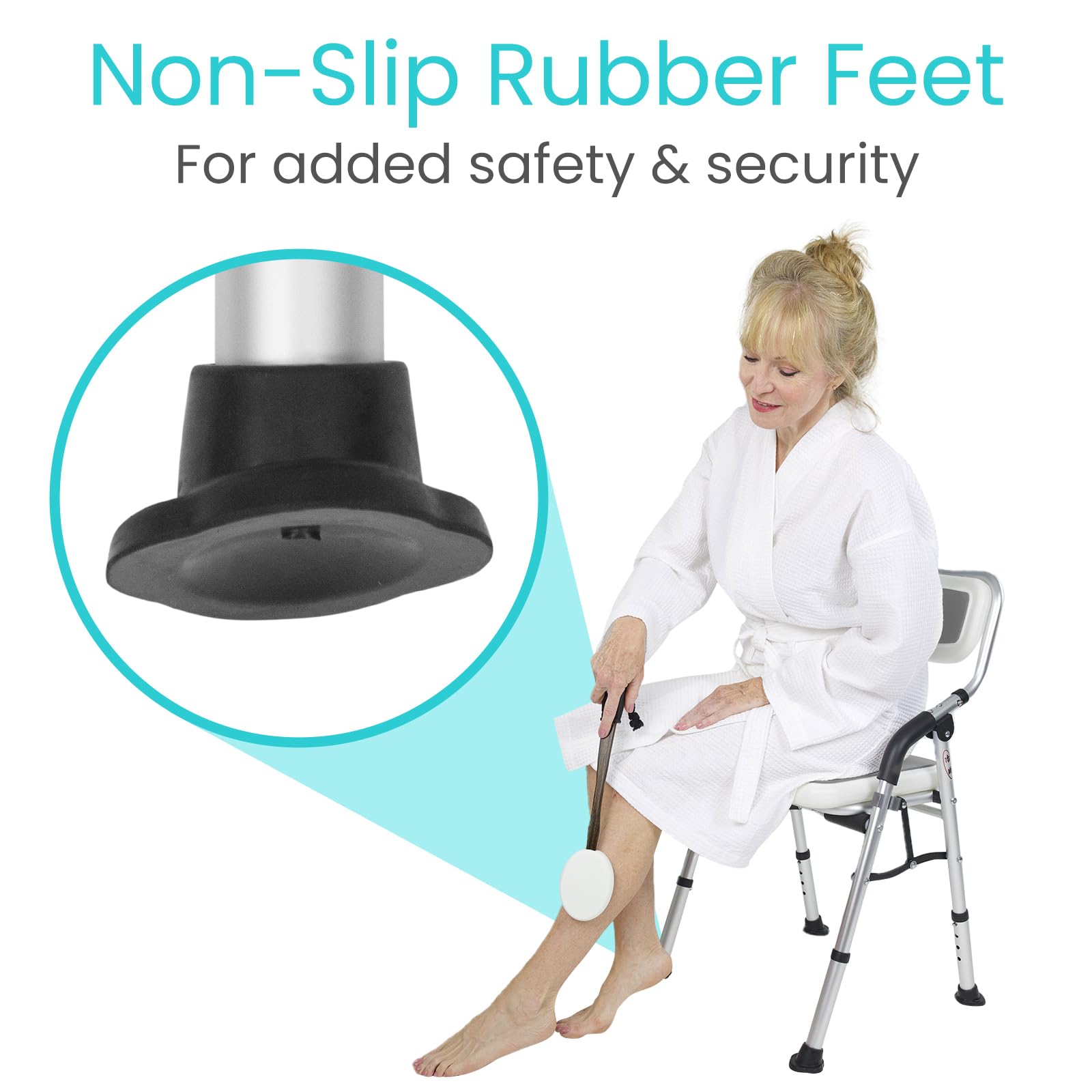 Vive Shower Chair For Elderly And Disabled - Folding Seat With Arms And Back - Foldable Bathroom Chairs For Sitting, Inside Shower - Portable For Travel - Fold Down, Collapsible, Compact & Comfortable