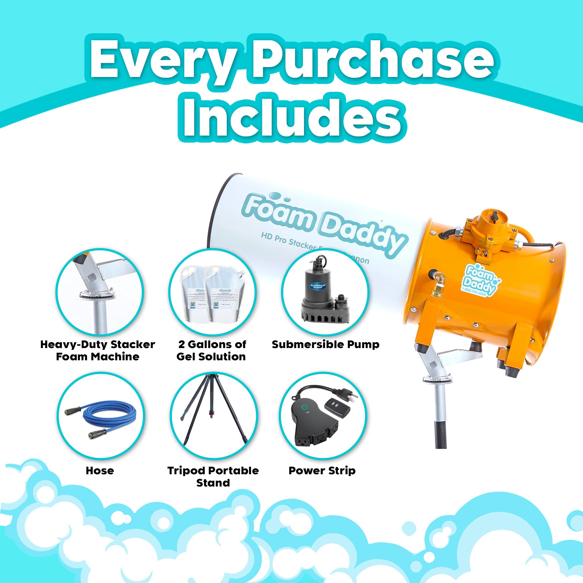 HD Pro Stacker Foam Cannon - Shoots Up to 30ft for Sky-High, Show-Stopping Foam Effects - Foam Machine Perfect for Large Scale Events, Festivals & Professional Entertainment Venues