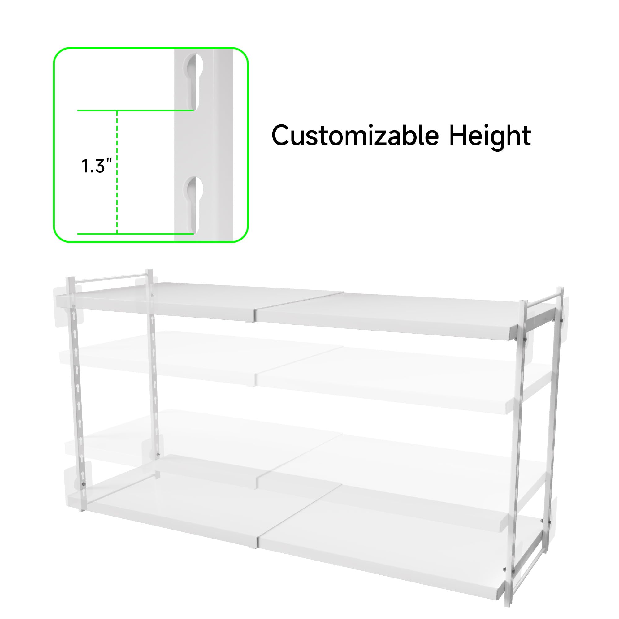 SOFRON Expandable Pantry Closet Shelf, Adjustable Shelf for Cabinets, Wall Mounted Customizable Shelf, 2 Smooth Boards
