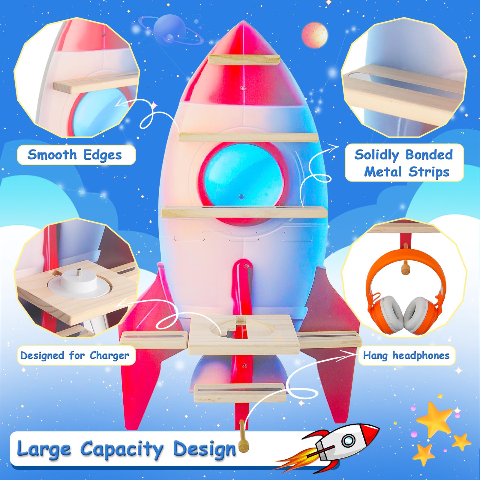 Taladad for Toniebox Starter Tonie Shelf Wall Mounted,Tonies Figures Tonies Storage,Magnetic Wooden Floating Shelves Compatible with Tonie Box Player Character for Children Room