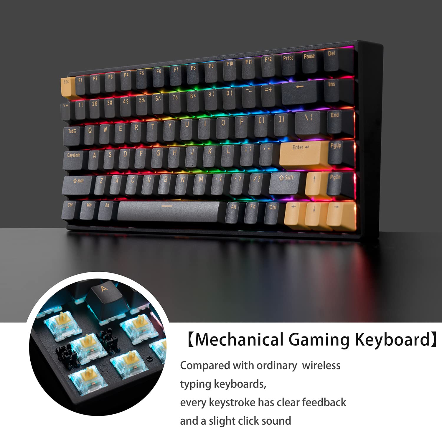 ONE METER 75% Wireless Mechanical Keyboard, Hot Swappable Mechanical Gaming Keyboard with Gateron G-Pro Switch and PBT Keycaps RGB LED Backlit