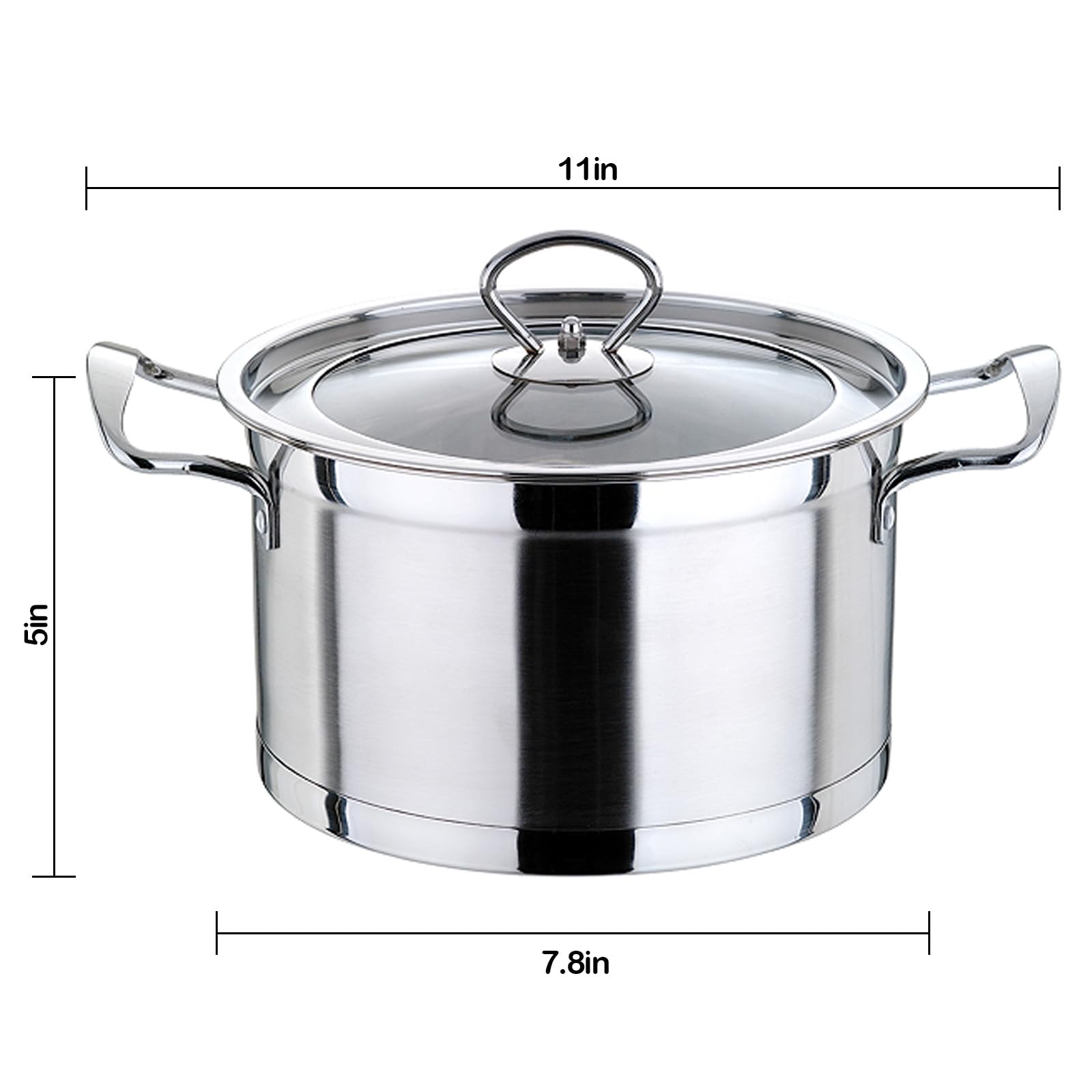 STOCKPOT Soup Pot with Lid - Stainless Steel pots, Cooking Pot, Stock Pot with Visible Lid, Small Pots for Cooking - 4 Quart