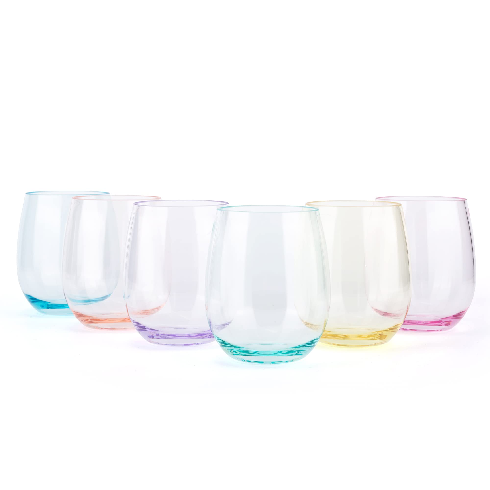 KX-WARE 18-ounce Acrylic Stemless Wine Glasses, set of 6 Mutlicolor