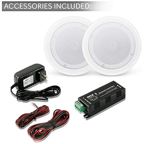 Pyle PDICBT852RD 8 Inch 250 Watt Bluetooth In Ceiling Wall 2 Way Flush Mount Home Indoor Stereo Speakers System, (8 Speakers)