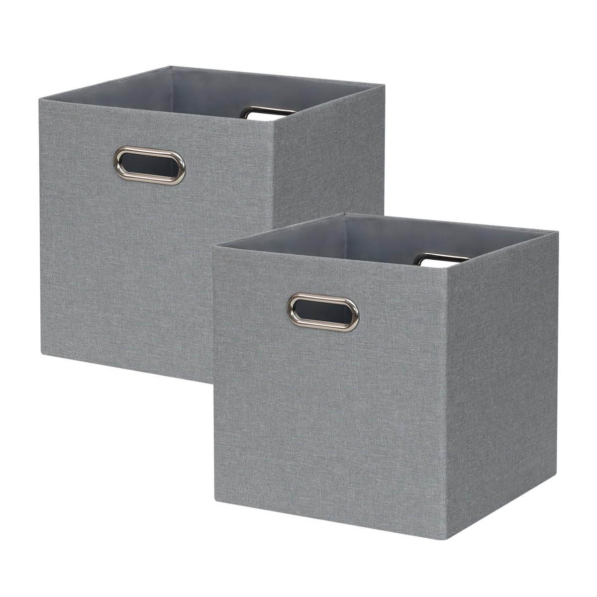 Storage Cube Basket Bins, Foldable Storage Boxes with Handles for Organization Shelf Closet, 12x12x12, Pack of 2, Beige