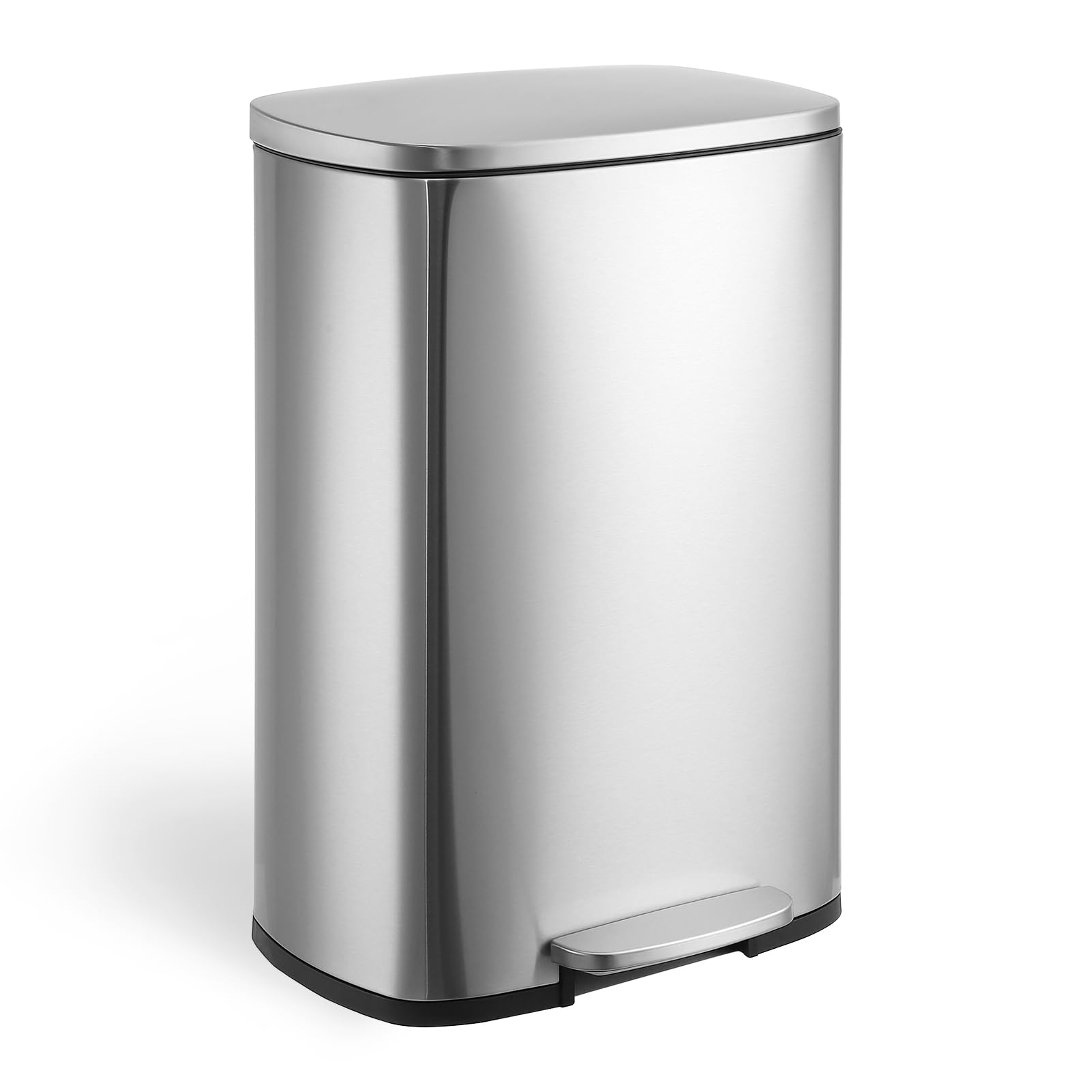 WELYFE 50L/13 Gallon Step Trash Can, Kitchen Garbage Can, Commercial Kitchen Trash Can with Soft Close Lid, Foot Pedal and Removable Inner Bucket, Semi-Round