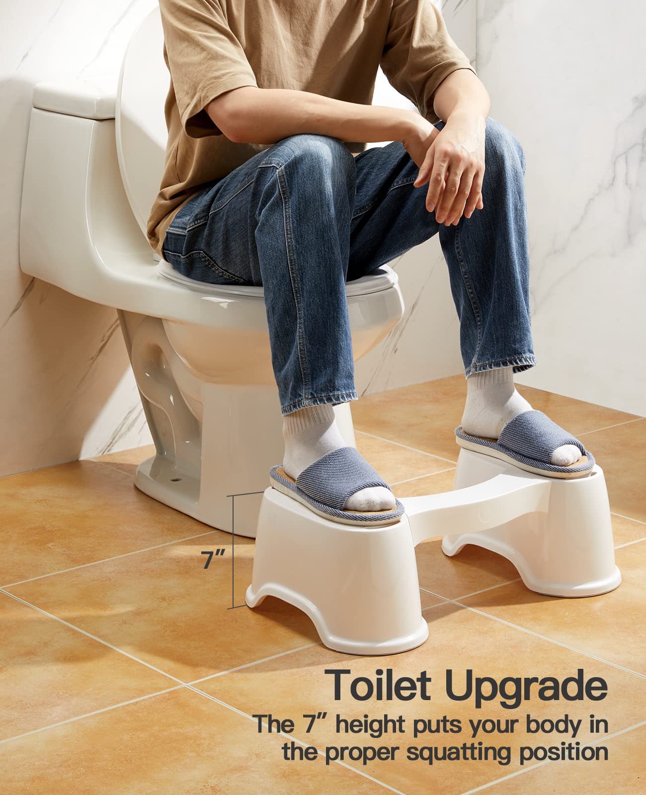 Pipishell Toilet Stool, 7” Bathroom Stool for Toilet, Detachable Toilet Potty Step Stool for Adults and Kids, Ergonomic Toilet Footstool with Non-Slip Pad, PITS01