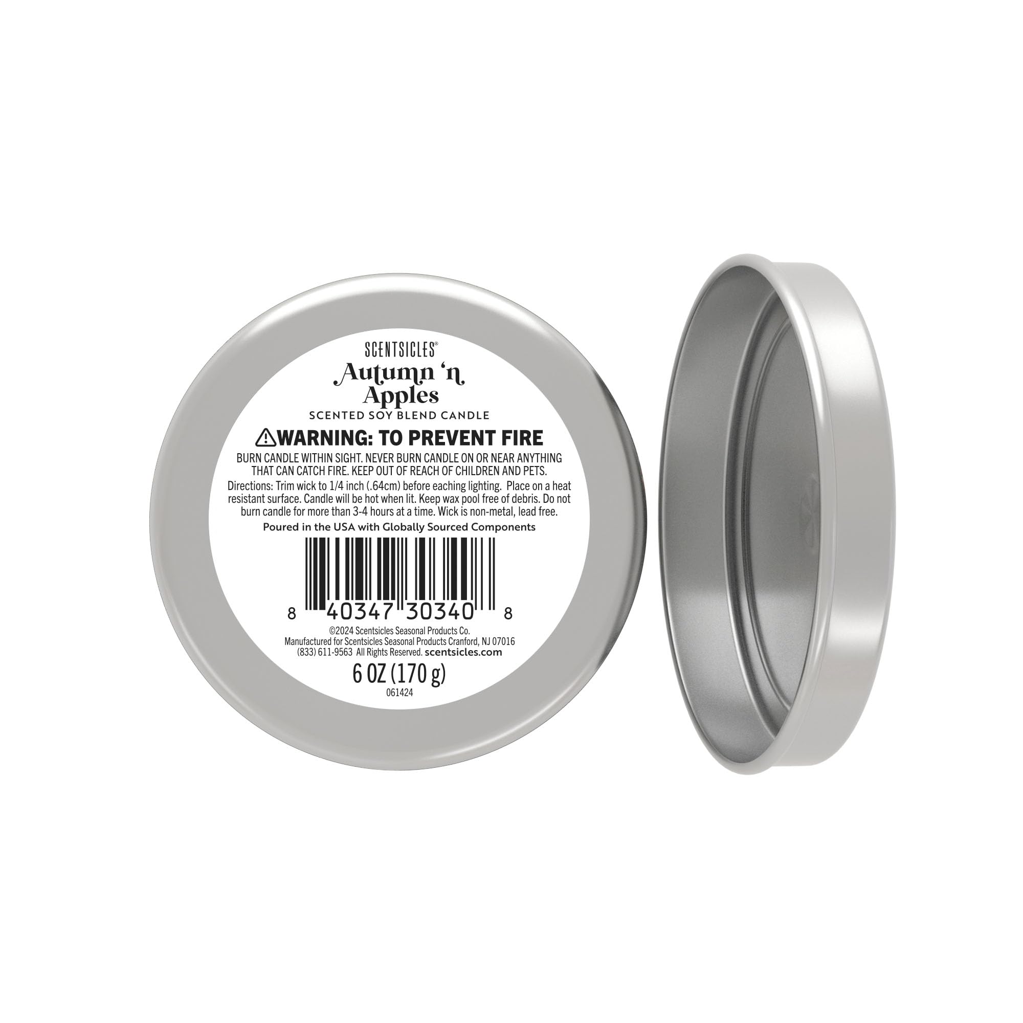 Scentsicles, Autumn n Apples,6 Oz Soy Blend Candle, 25 Hour Burn Time