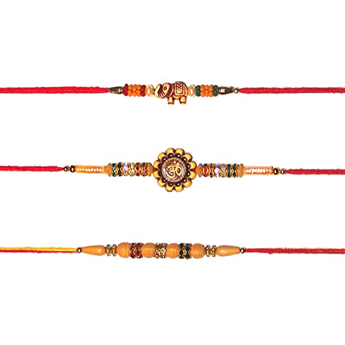 Sharvil Set 3 of Rakhi for Brother Bhaiya Bhabhi Raksha Bhandhan Rakhi Thread Bracelet Cotton Thread multi design