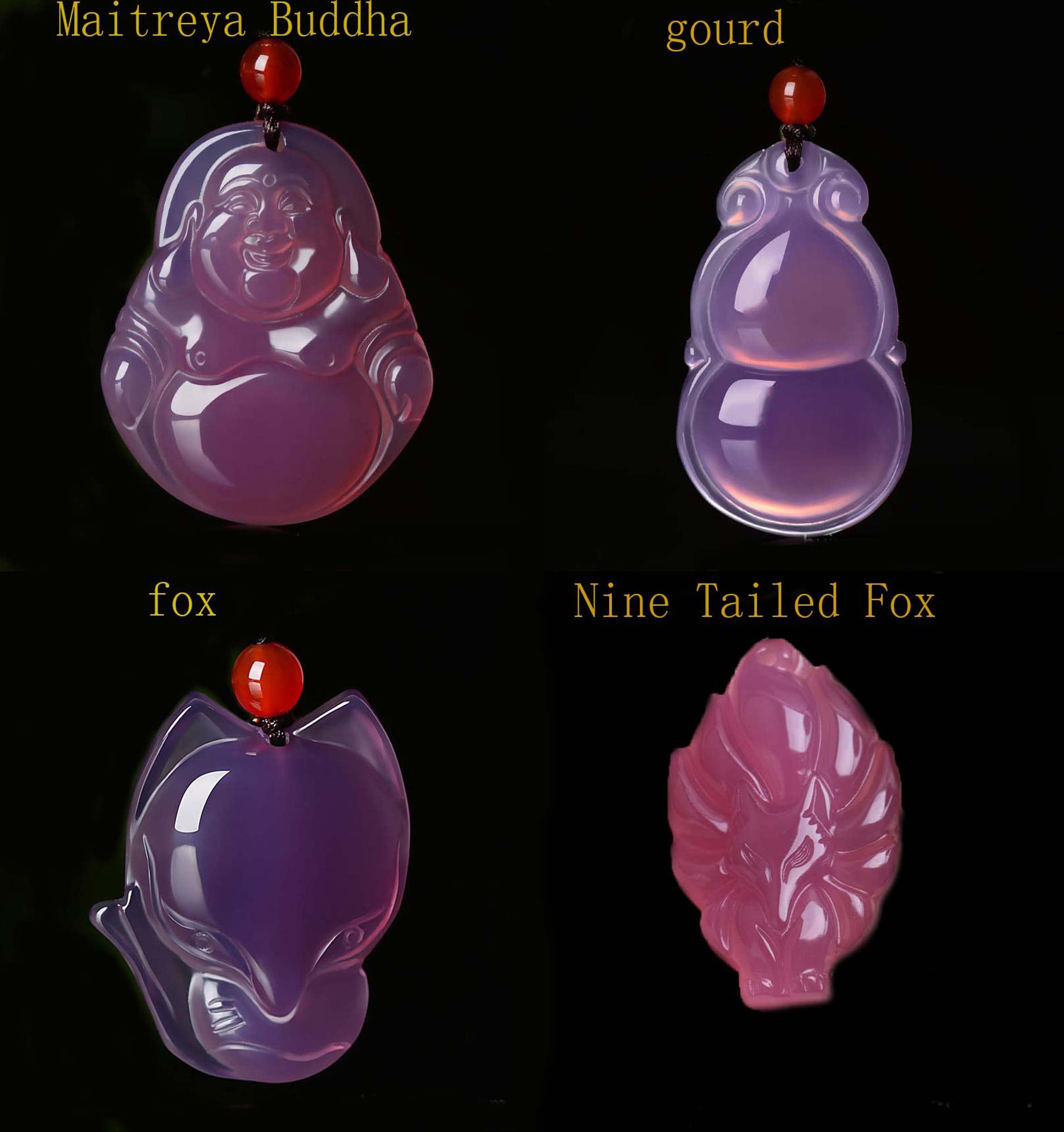 jin yu jia yuan Emperor purple chalcedony safety buckle Ruyi Pendant Pink Purple agate jade (purple, leaf(46 * 26mm))