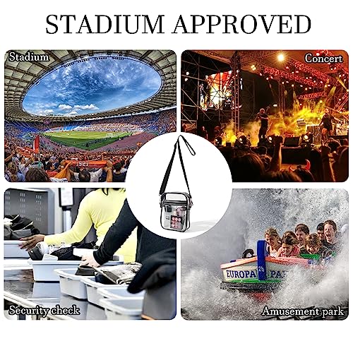 TOBVZOO Clear Bag Stadium Approved|Clear Crossbody Bags for Women Men|Clear Purse for Concerts Festivals Sports Events (Black - waterproof zipper)