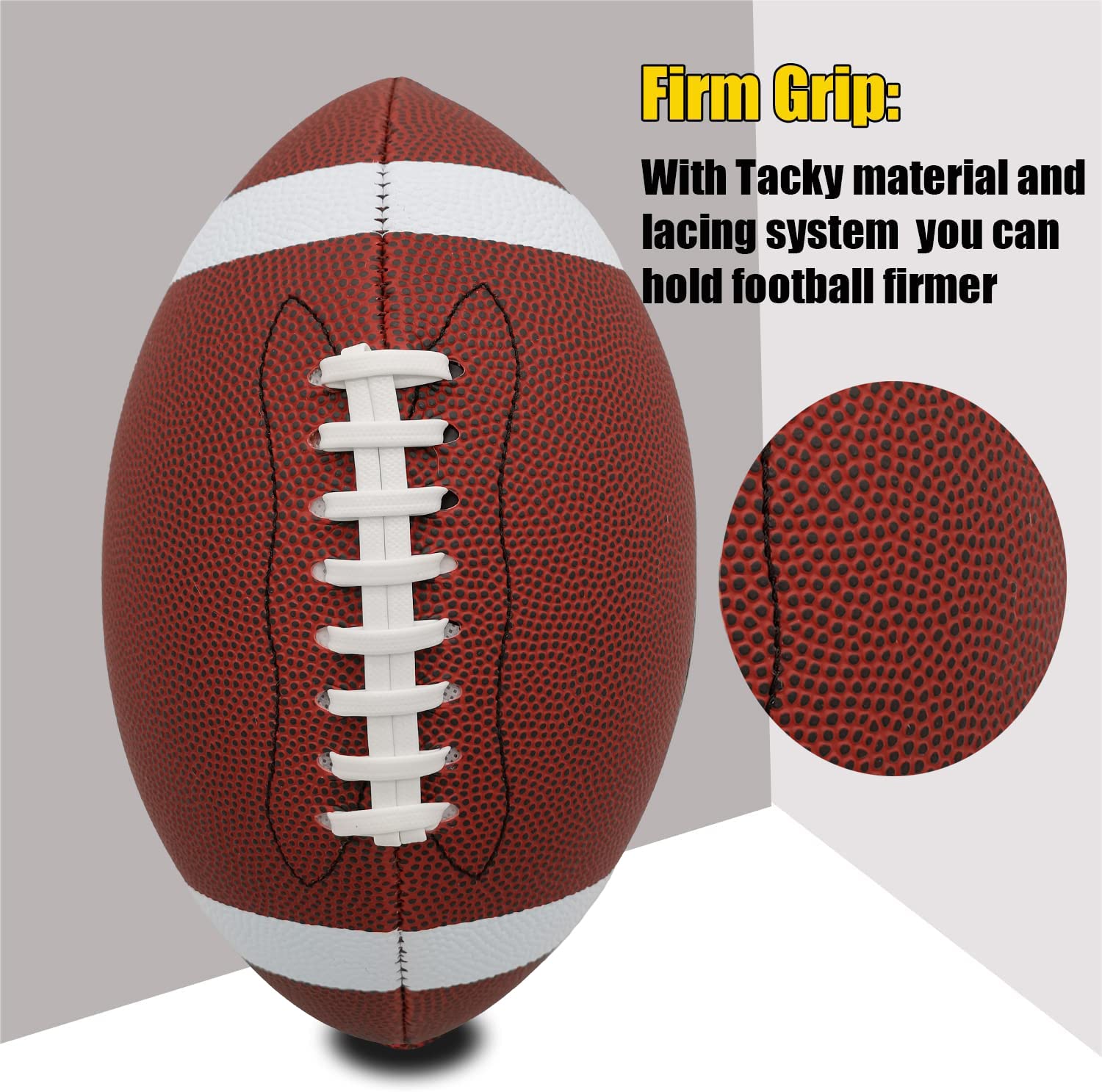 Jindduo Unique Grip Youth Football for Kids - PVC Composite Leather /with Pump for Training Practicing Recreational Play (Junior (Size 6)) brown