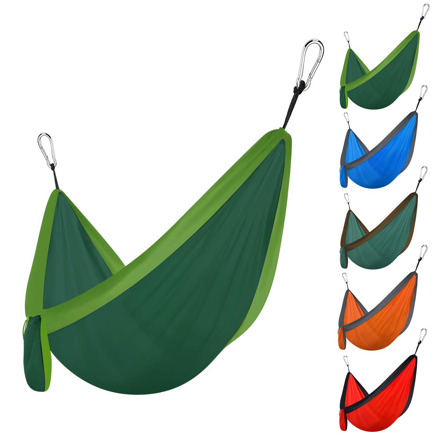 Hammock Portable Double Hammocks,for Hiking、Camping、Backpacking、Travel、Yard、Beach (Blackish Green/Light Green)
