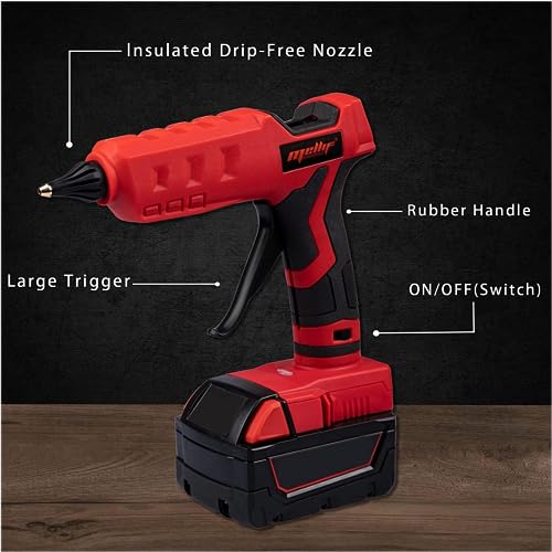 Mellif Cordless Hot Glue Gun for Milwaukee 18V Battery, Handheld Electric Power Glue Gun Full Size for Arts & Crafts & DIY with 20 0.43" Glue Sticks (Battery Not Included)