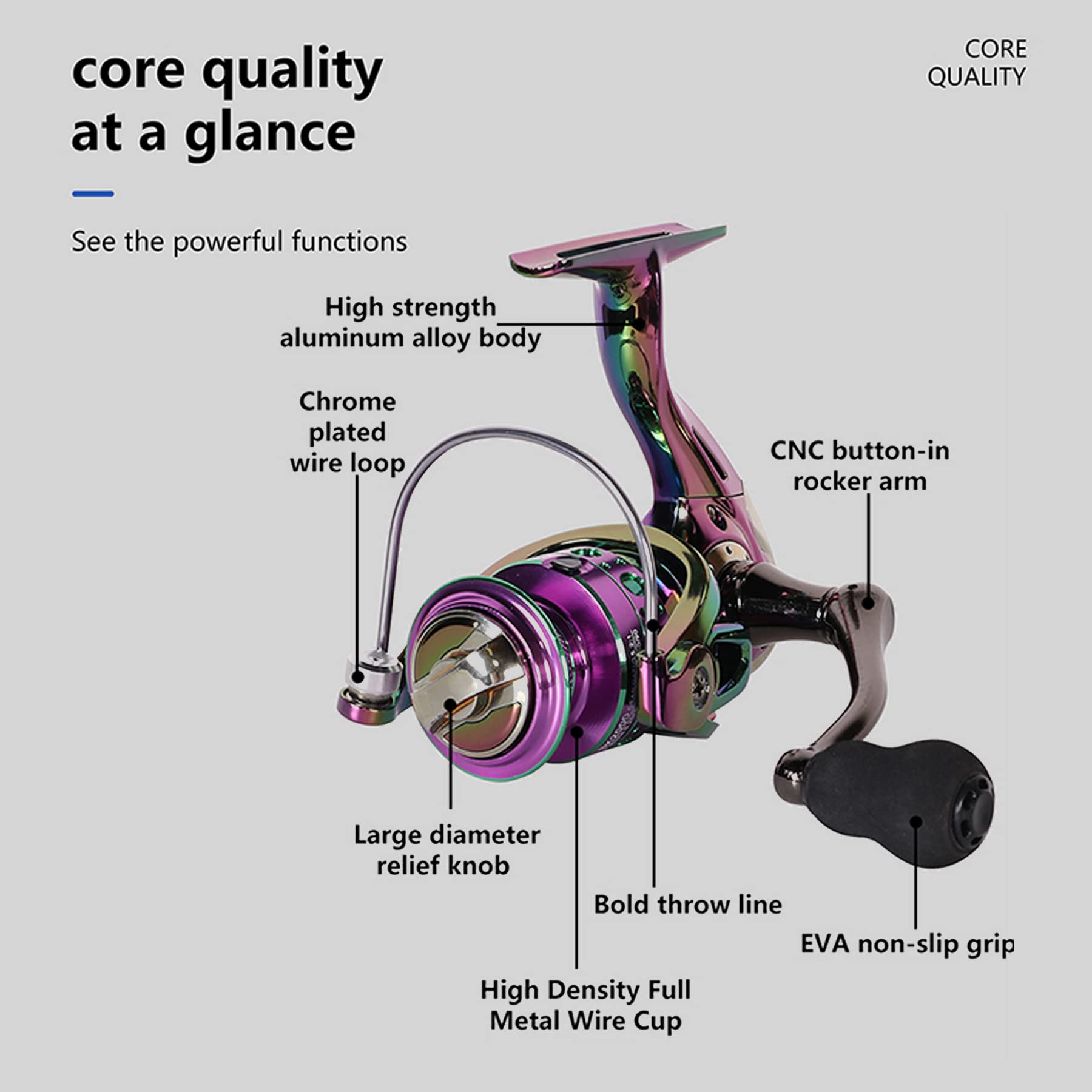 Metal Spinning Wheel Spinning Reel, 14+1 BB Lightweight, Super Smooth and Powerful, Size 2000 Ideal for Super Light/Ice Fishing Reels