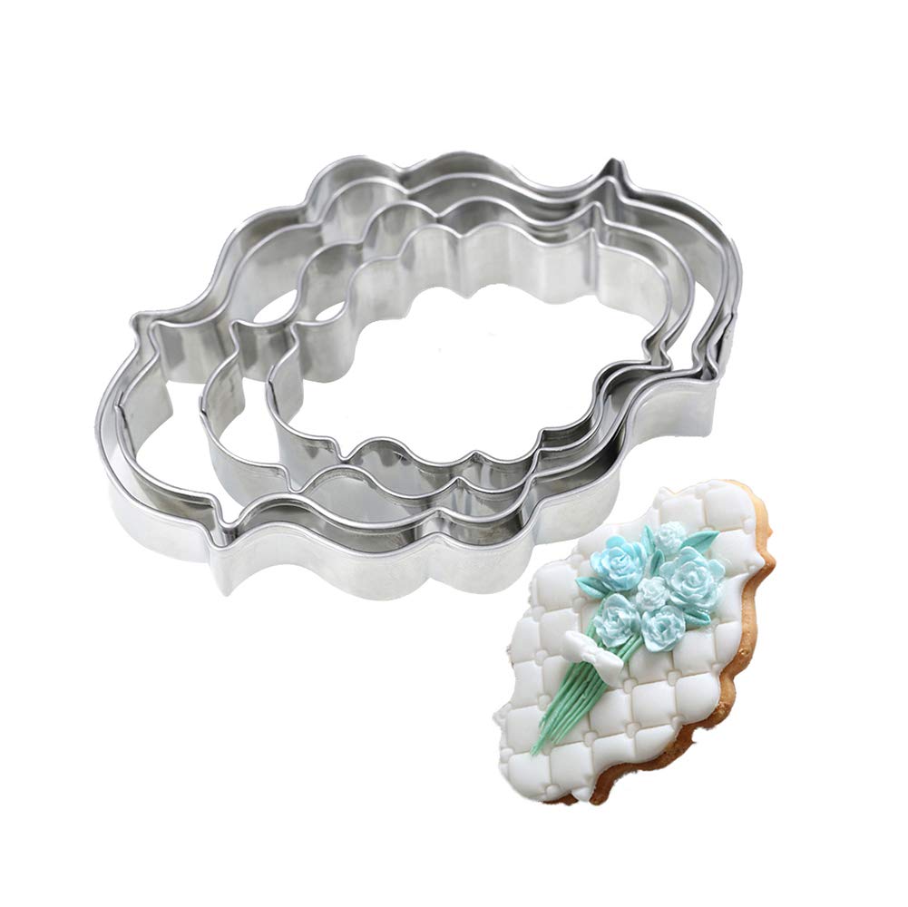 Plaque Frame Cookie Cutter 4Pcs/Set, Stainless Steel Pastry Biscuit Cookie Cutter Set Fondant Pancake Cutters Mold (Style 1)