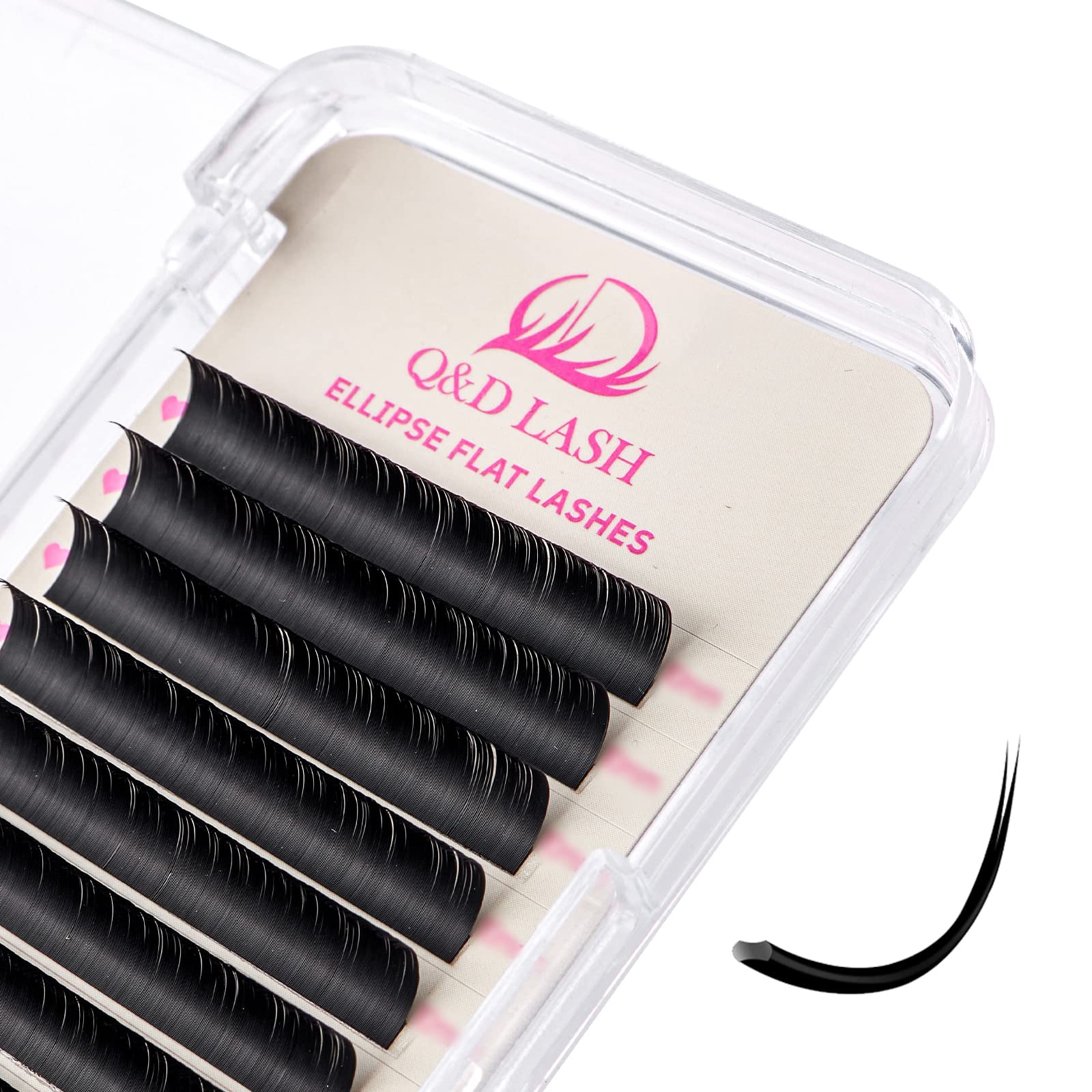 Q&D lash Flat Lashes Eyelash Extensions Ellipse Mixed Tray C/CC/D/DD/L/M Curl 8-25mm Soft and Light Individual Lash Extension(L-0.1,MIX8-15mm)