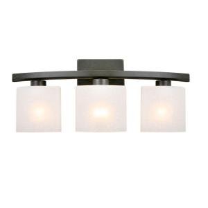 Hampton Bay DTH1313A-2/ORB Ettrick 3-Light Bathroom Vanity Light Fixture in Oil-Rubbed Bronze with Linen Glass Shades