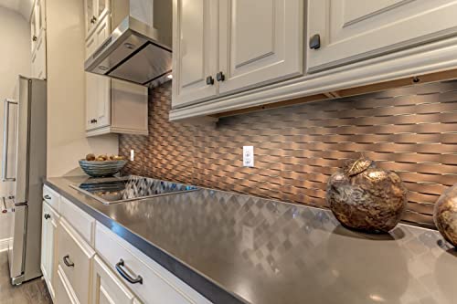 Retro-Art 3D Backsplash Wall Panels for Kitchen, Pack of 10, Geometric Woven Pattern in Bronze Gold, PVC, 24.5 x 18.5, Cover 31.48 sq.ft. 703526