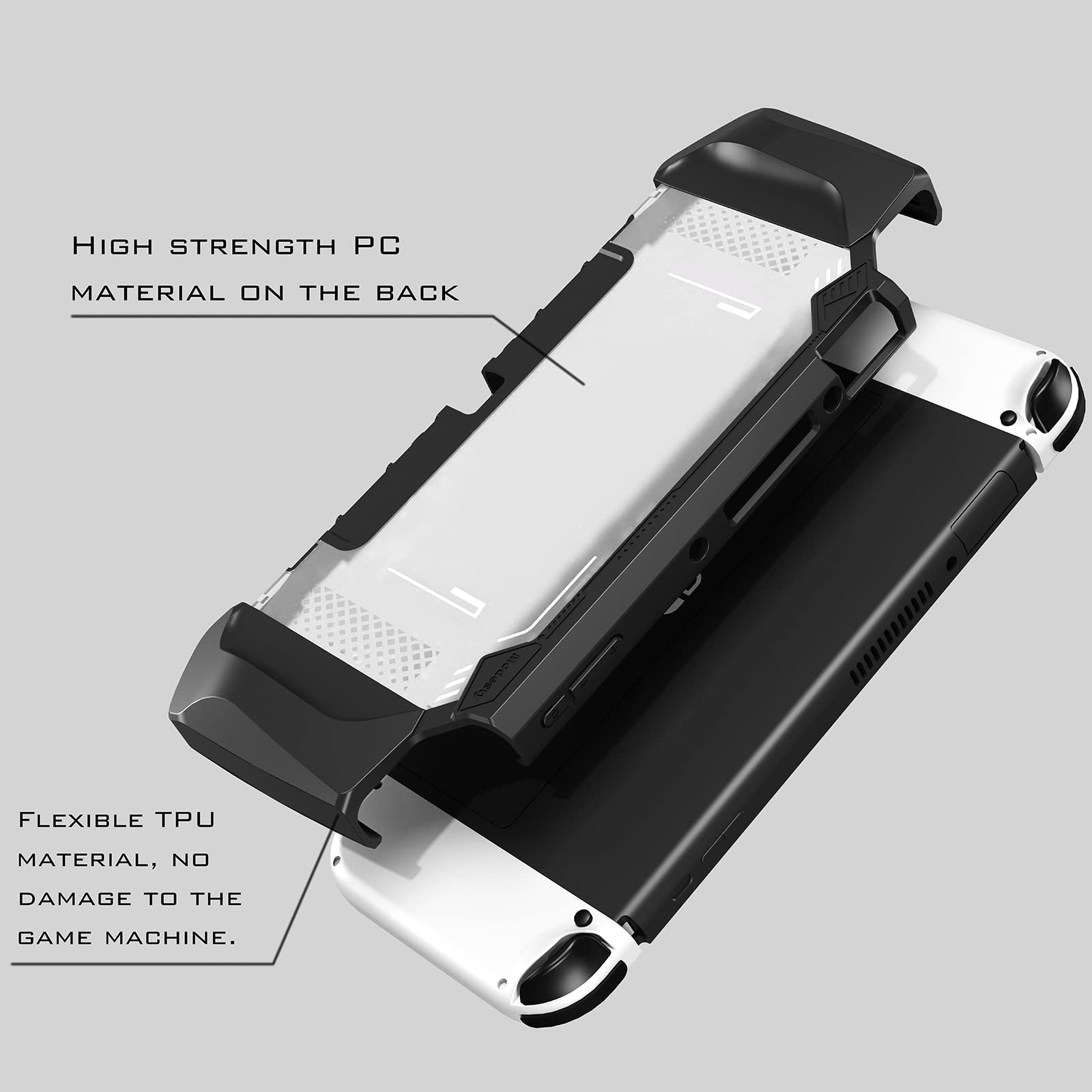 Modesty Dockable Case Compatible with Nintendo Switch OLED 2021, [Lightweight Series ] Upgraded Protective Dockable Cover, Ergonomic Comfort TPU Grip Case for Nintendo Switch OLED Console and Joy-Con