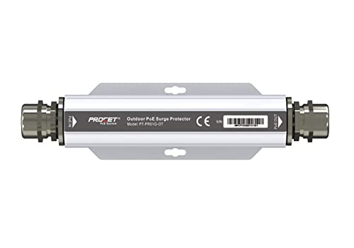 Procet Ethernet Surge Protector - Gigabit RJ45 60W PoE++ Network Lightning Arrestor 10KV Surge Protection, IP67 Waterproof Outdoor Surge Suppressor