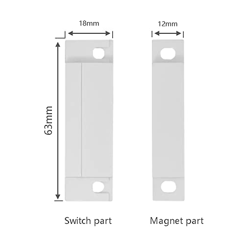 WESUA 5 Pack Surface Mounted NC Magnetic Door Contacts Switch Sensor for Alarm