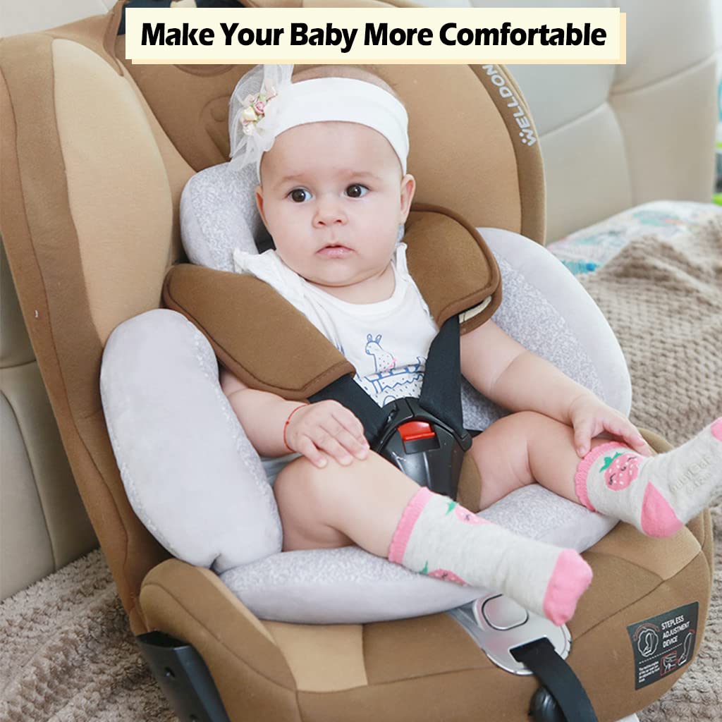KAKIBLIN Baby Stroller Cushion, Soft Baby Stroller Liner Pram Head and Body Support Pillow Washable Baby Stroller Padding Head Support Cushion for Newborn, Pink