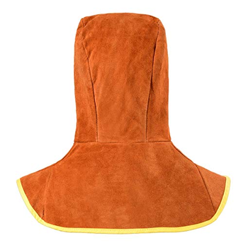 QeeLink Leather Welding Work Jacket with Hood Flame-Resistant Heavy Duty Split Cowhide Leather Welder Jackets with Hood for Men & Women, 4XL