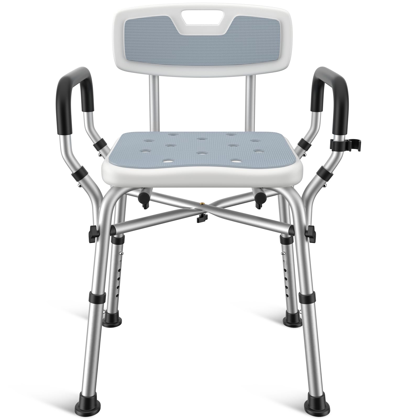 Shower Chair for Inside Shower, BRITULIF 550 lbs Heavy Duty Shower Chair for Elderly and Disabled, Shower Chair with Arms and Back, FSA/HSA Eligible, 6 Height Adjustable, Ideal for Seniors and Adults