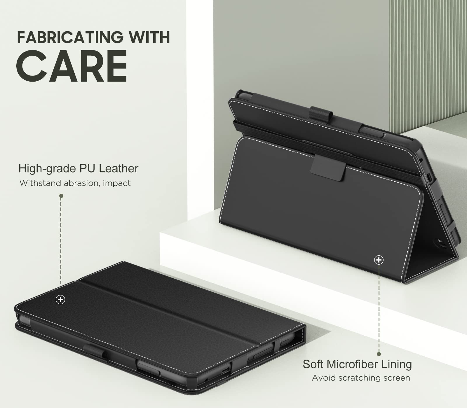 Moko Case Compatible with Amazon All-New Kindle Fire 7 Tablet (2022 Release-12th Generation) Latest Model 7" - Slim Folding Stand Cover with Auto Wake/Sleep, Black