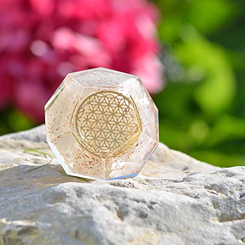 Orgonite Crystal β Aura Healing E-Energy Protection Selenite Orgone Energy generator Dodecahedron Crystal for β Healing Chakra Entity Protection Meditation Tool