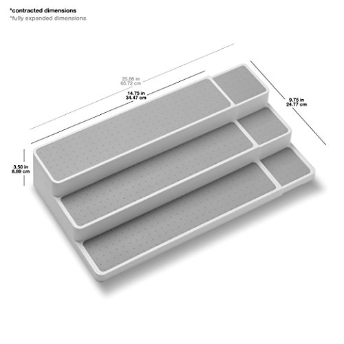 Madesmart Shelf Organizer Cabinet Collection, Fit Shelves, Soft-Grip Surface, Non-Slip Feet & BPA-Free, Large, White Expandable
