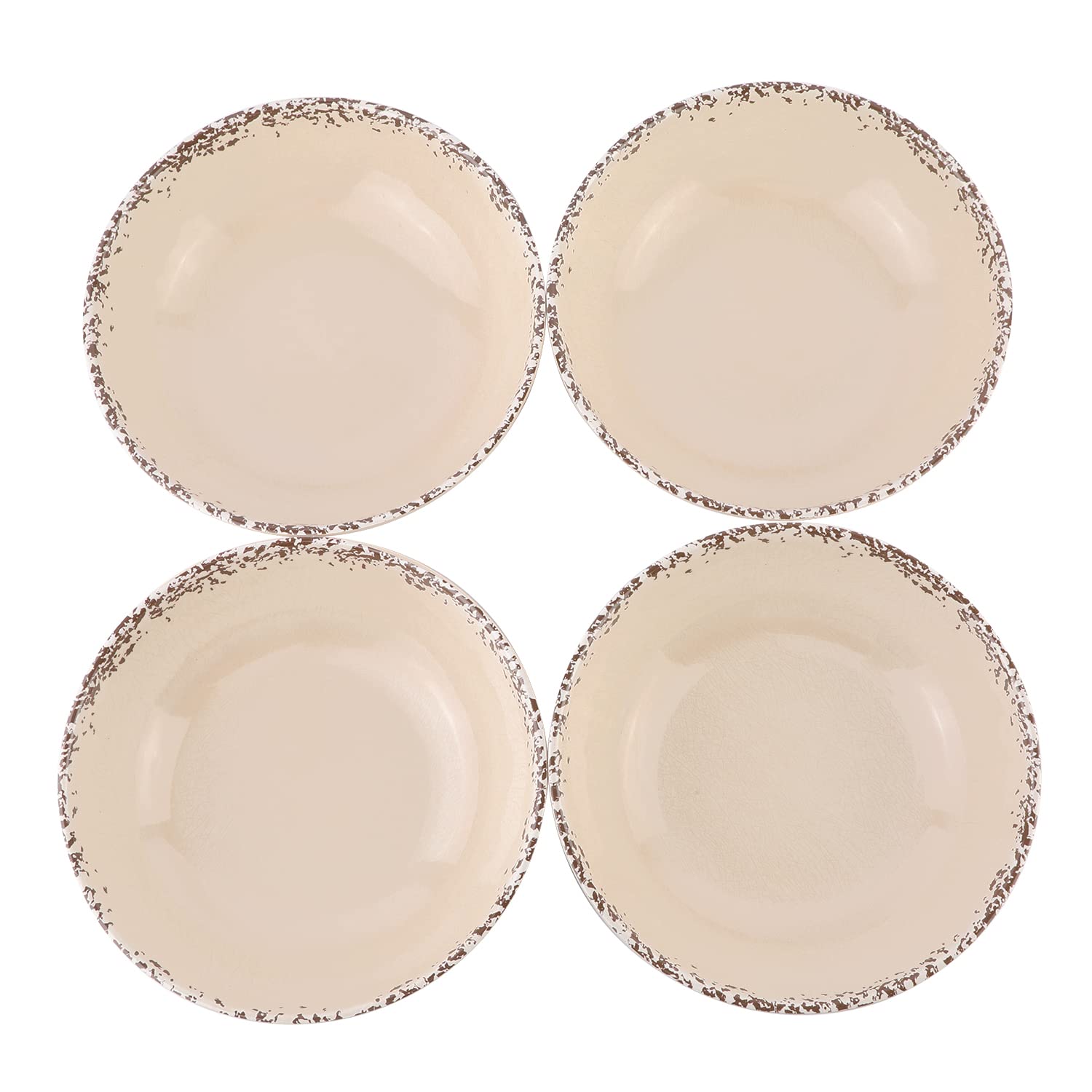 lok-osemile Gourmet Art Crackle8.1 Melamine Salad/Pasta/Soup Bowl - Ivory 32oz - Set of 4