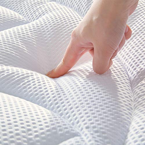 SLEEP ZONE King Size Cooling Mattress Topper, Premium Zoned Cool Mattress Pad Cover, Padded Mattress Protector Breathable Washable, Deep Pocket 8-21" (White, King)