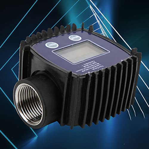 Oil Counter Gas Thread Sensor K25 1in Female Thread Flowmeter Digital Display Water Liquid Flow Sensor 10β100L/MIN(Blue)