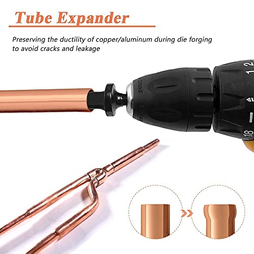 Mesee Swaging Tool Drill Bit Set, 5 Pieces 1/4'' Hex Shank Copper Pipe Flaring Drill Bits Tube Expander Steel Swage Bits Air Conditioner Tubing Expand Repairing Set - 1/4'', 3/8'', 1/2'', 5/8'', 3/4''