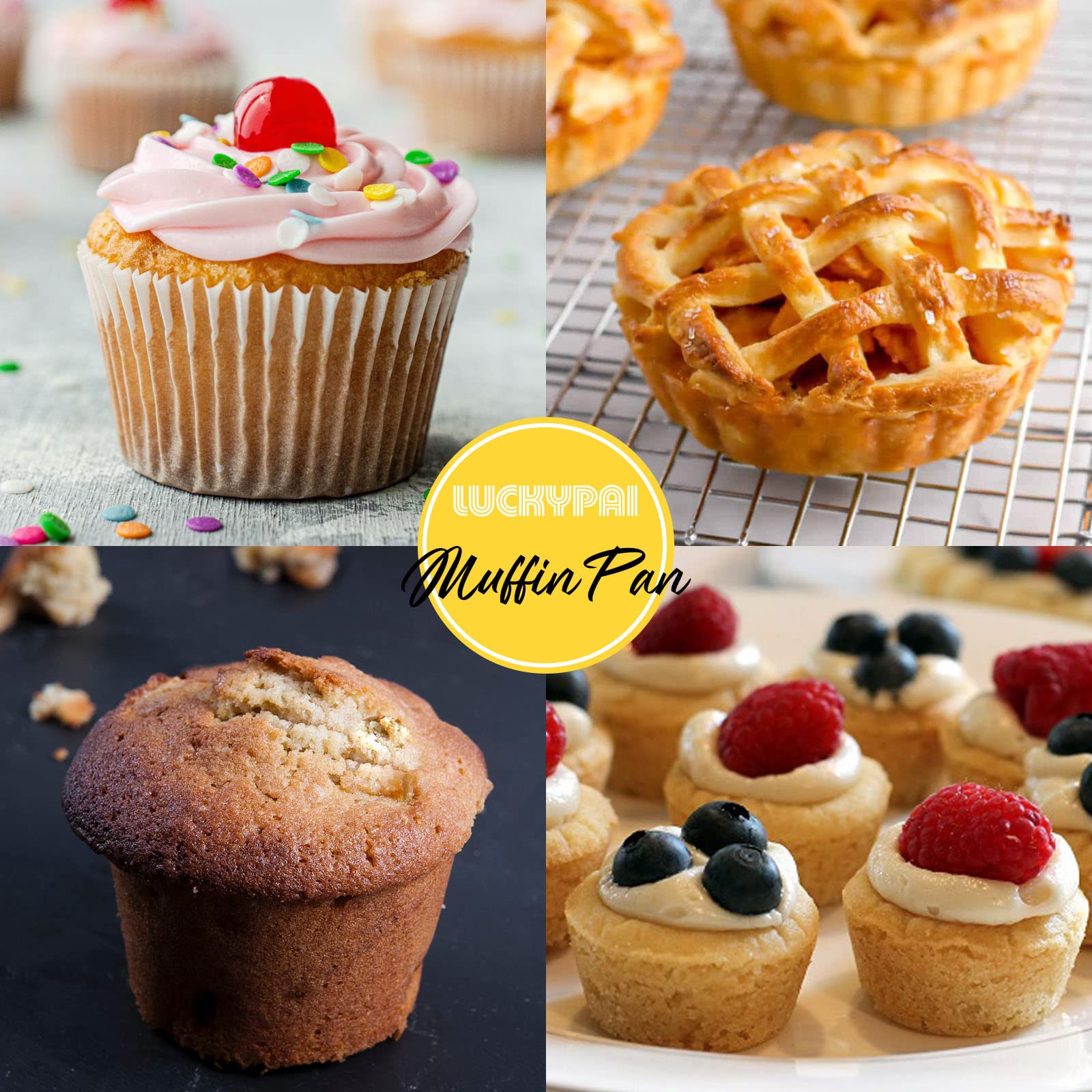Luckypai Silicone Muffin Pan Cupcake Pan Molds for Baking 12 Cups Stainless Steel Bowl,Muffin Molder for Muffins and Cupcakes—Cupcake silicone molder
