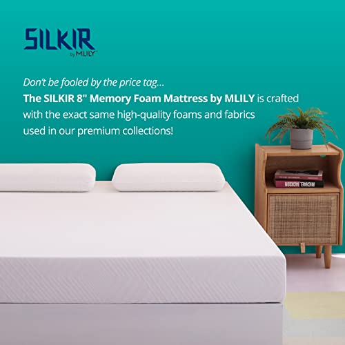 SILKIR 8" Memory Foam Mattress | Green Tea & Cooling Gel Infused for Cool Sleep | 10 Year Warranty | CertiPUR-US Certified | Bed in Box | Made 100% in USA | Medium Firm | King Size SLKR8-K