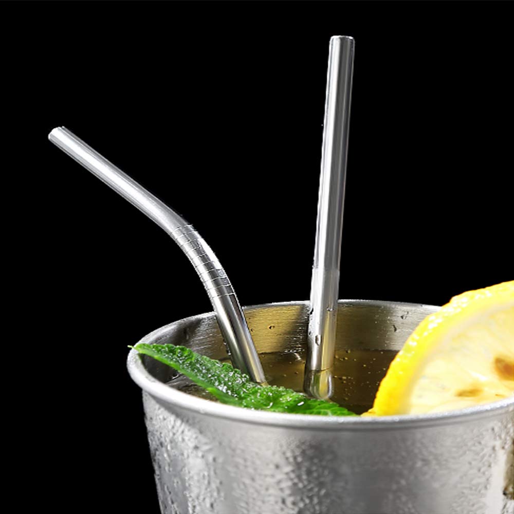OKGD 25 Piece Set Stainless Steel Straws Long 8.5 Inch Drinking Metal Straws Reusable Drinking Straws for 20 OZ (20 Bent|5 Brushes)