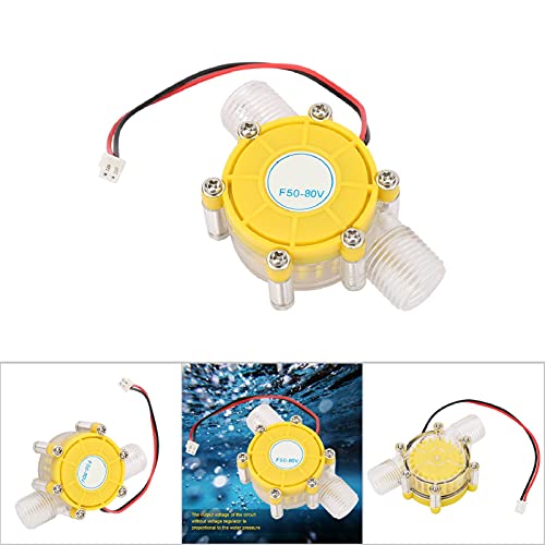 Oumefar Micro Water Turbine Generator DC Manual Small Hydroelectric Male Thread Water Power Hydropower Yellow Power Generation Device DC Water Flow Pump (80V )