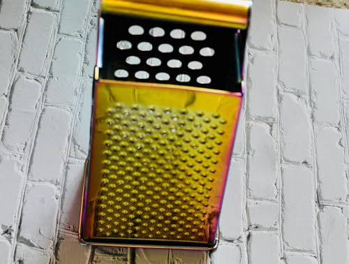 Large Stainless Steel 4 Sides Grater Slicer with Handle, Multifunctional Cutter Planing for Ginger, Garlic, Cucumbers, Carrots, Cheese, Potato, Ergonomic Design Kitchen Gadgets Accessories Gold