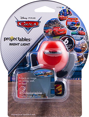 Projectables Pixar Cars LED Kids Night Light, Plug-In, Projector, Dusk-to-Dawn, Lightning McQueen, Mater, Holly, for Hallway, Bedroom, Nursery, Playroom, Gaming Room, 11740