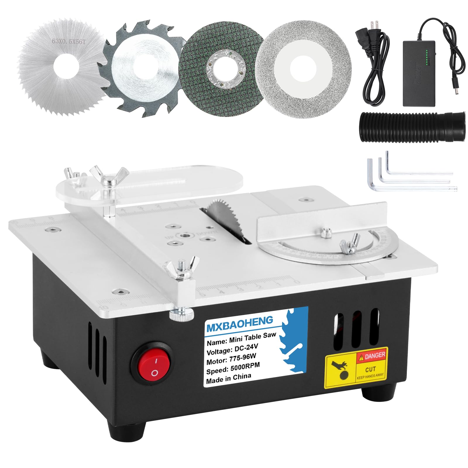 MXBAOHENG Mini Table Saw S3 Portable Precision Craft Table Saw, 1/2" Adjustable Cut Depth, Seven Speed Adjustable Power Supply, Small Hobby Table Saw for Miniature Wood Craft Cutting