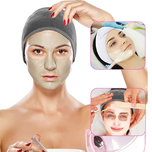 Sibba 3 Pack Spa Headband, Adjustable Headband for Face Wash Makeup Beauty, Facial Yoga Headband Self-Adhesive Towel (Multicolor)
