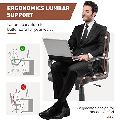 OLIXIS PU Leather, Adjustable Height & Swivel, Black Ergonomic Executive Office, Low-Back Home Computer Desk Chair with Lumbar Support
