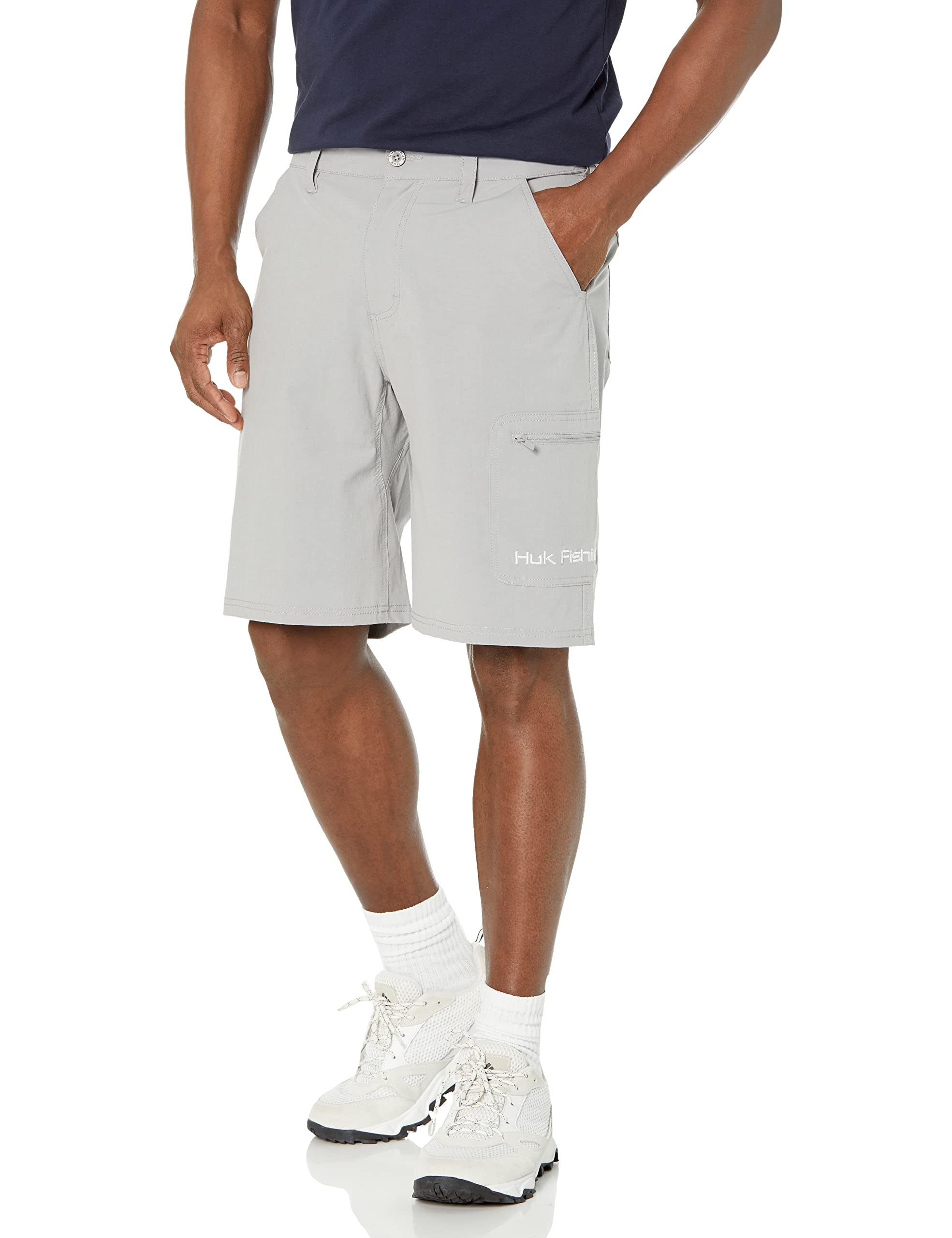 HUK Men's Standard Next Level Quick-Drying Performance Fishing Shorts, Overcast Grey, X-Large