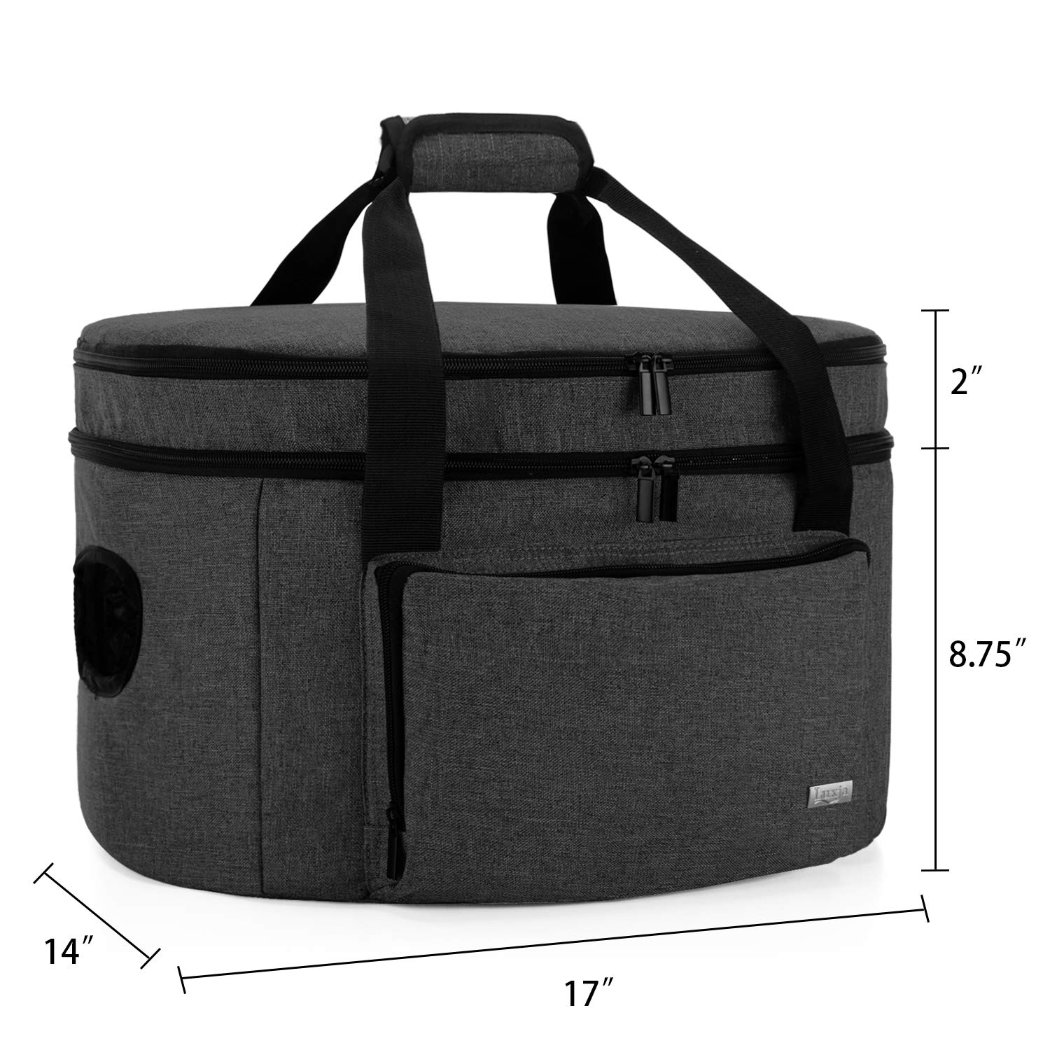 LUXJA Double Layers Slow Cooker Bag (with a Bottom Pad), Insulated Slow Cooker Carrier Fits for Most 6-8 Quart Oval Slow Cooker, Black (Bag Only)
