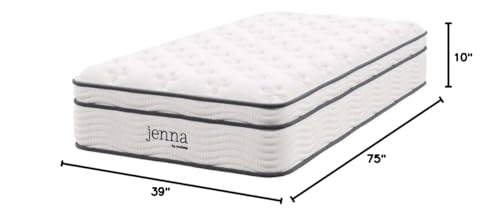 Oakestry Jenna 10-inch Twin Size Memory Foam Mattress Separately Encased with Wrapped Pocket Coils for Cool Sleep and Pressure Relief, White
