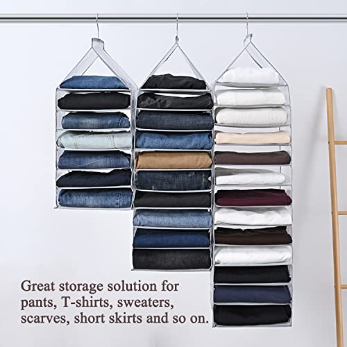 TEGOOL Hanging Closet Organizer, Tier Shelf for Folded Pants Clothes,with Sturdy Hooks Closet Organizers and Storage Bins for Jeans, Trousers,Sweater (6-Shelf)